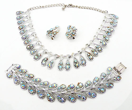 Signed Art Aurora Rhinestone Parure - Garden Party Collection Vintage ...