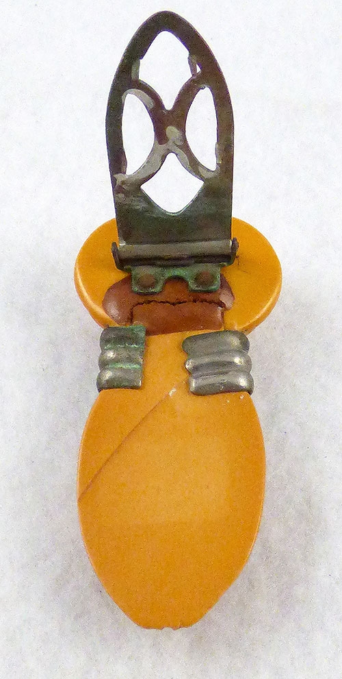 Carved Butterscotch Bakelite Dress Clip - Garden Party Collection ...