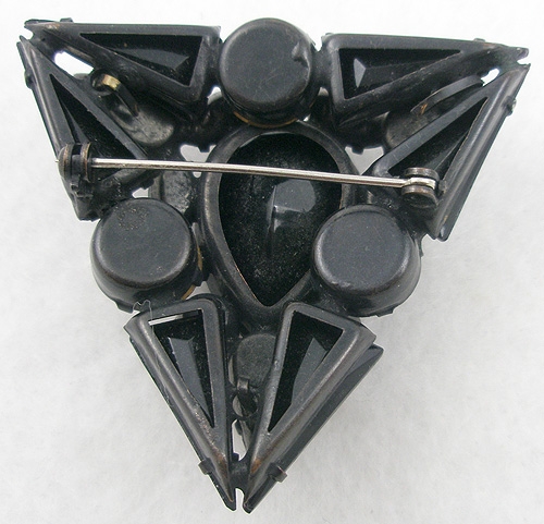 Black Rhinestone Triangle Brooch - Garden Party Collection Vintage Jewelry