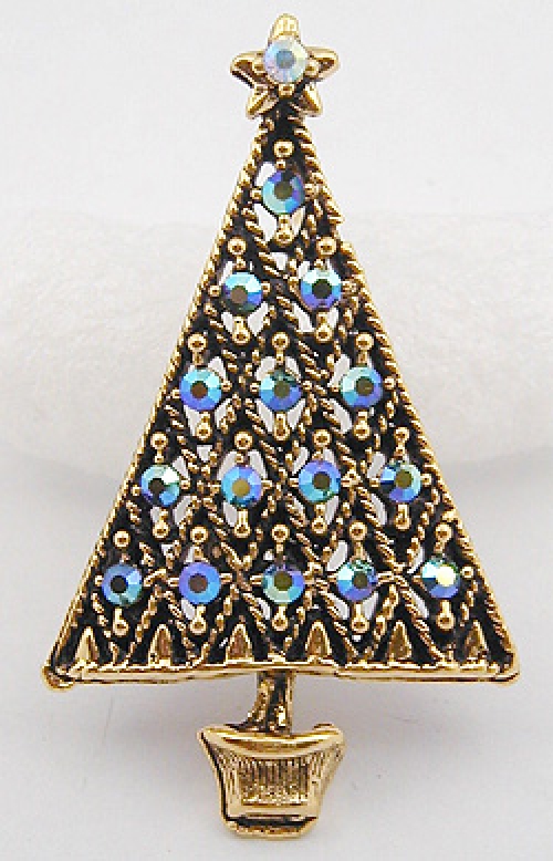 Hollycraft Christmas Tree Brooch - Garden Party Collection Vintage Jewelry