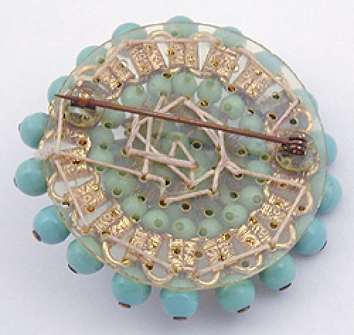 Miriam Haskell Turquoise Bead Brooch - Garden Party Collection Vintage ...