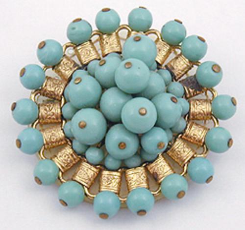 Miriam Haskell Turquoise Bead Brooch - Garden Party Collection Vintage ...
