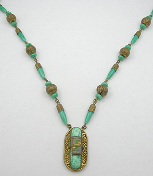 Czech Max Neiger Jade Glass Necklace - Garden Party Collection Vintage ...
