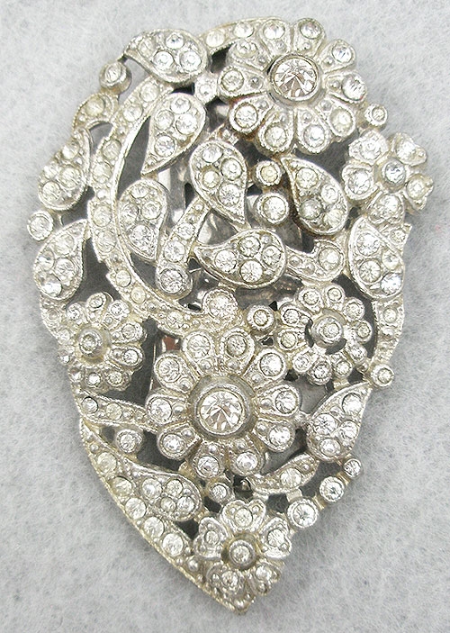 Rhinestone Flowers & Leaves Dress Clip - Garden Party Collection ...