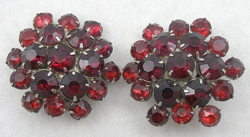 Red Rhinestone Earrings - Garden Party Collection Vintage Jewelry