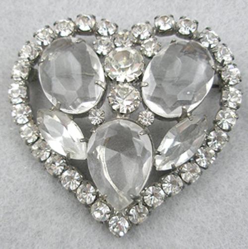Rhinestone Heart Brooch - Garden Party Collection Vintage Jewelry