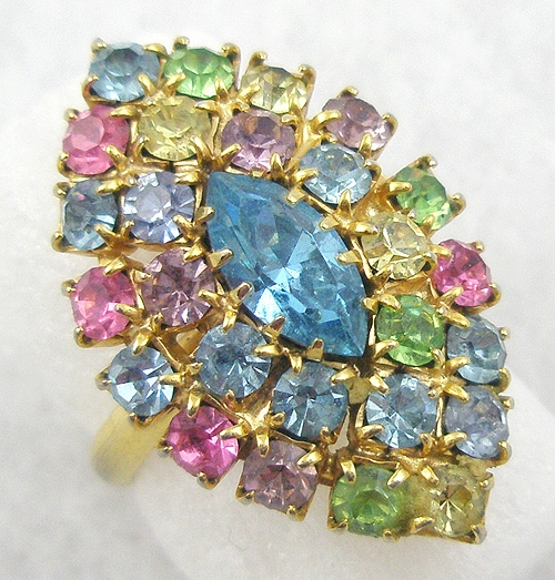Pastel Rhinestone Ring - Garden Party Collection Vintage Jewelry