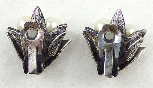 Tortolani Silver Leaf Pearl Earrings - Garden Party Collection Vintage ...
