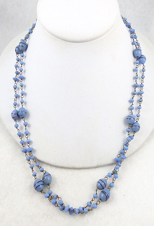 Sky Blue Art Glass Bead Chain Necklace - Garden Party Collection ...