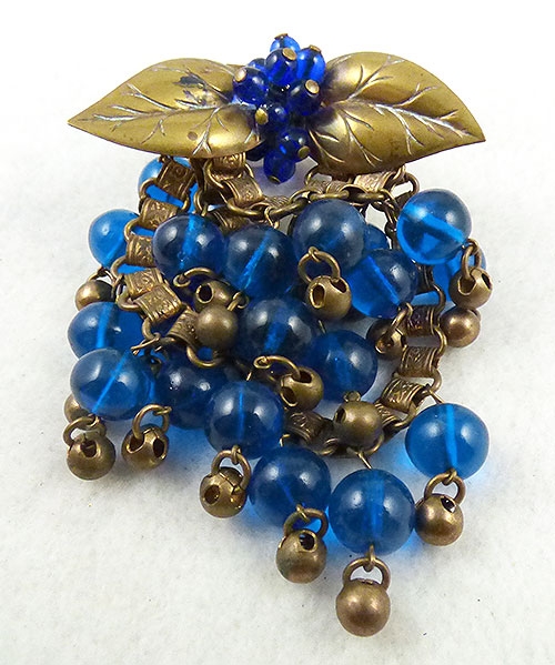 Miriam Haskell Blue Beads Brooch - Garden Party Collection Vintage Jewelry