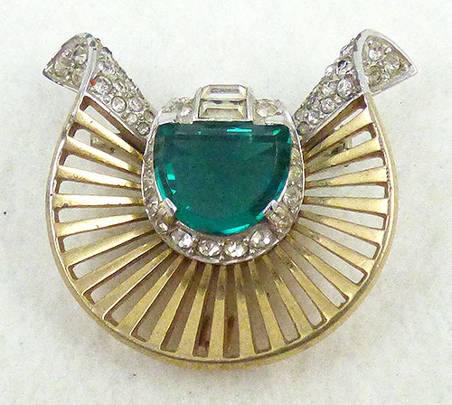 Boucher Emerald Rhinestone Brooch - Garden Party Collection Vintage Jewelry