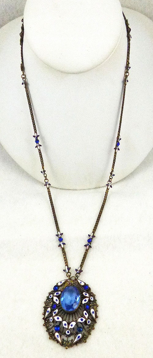 Max Neiger Blue White Enamel Dot Leaf Necklace - Garden Party ...