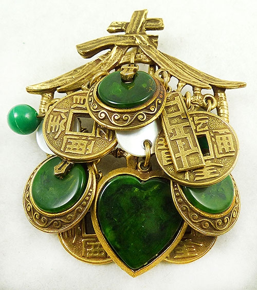 Art Asian Bakelite Charms Pendant - Garden Party Collection Vintage Jewelry