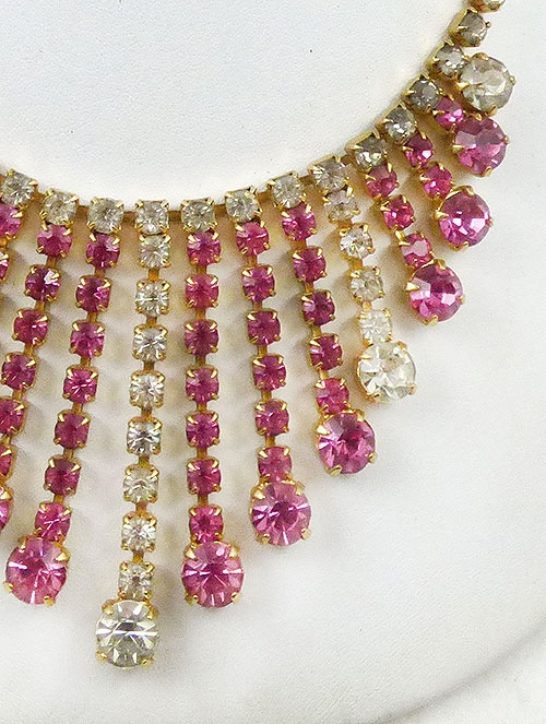 Pink and Clear Rhinestone Waterfall Necklace - Garden Party Collection ...