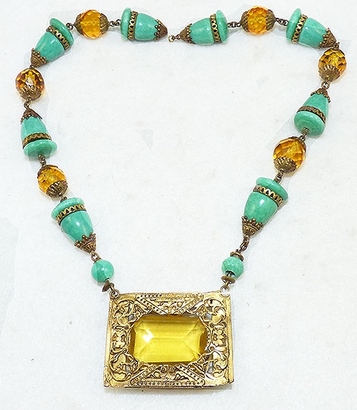 Max Neiger Jade and Citrine Glass Necklace - Garden Party Collection ...
