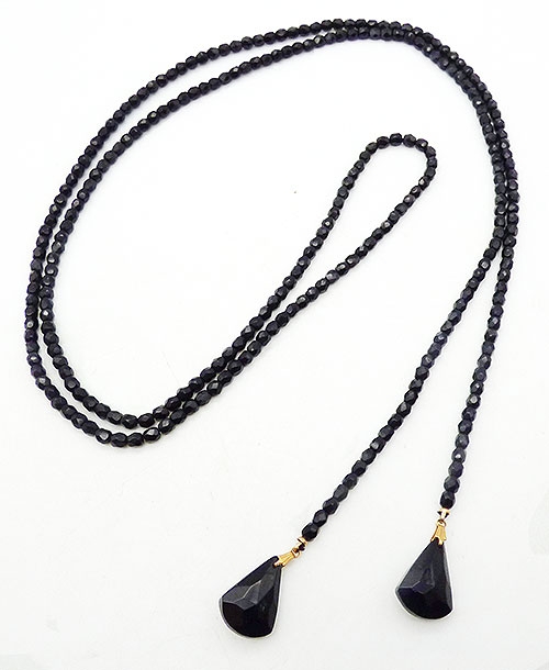 French Jet Bead Flapper Lariat Necklace - Garden Party Collection ...