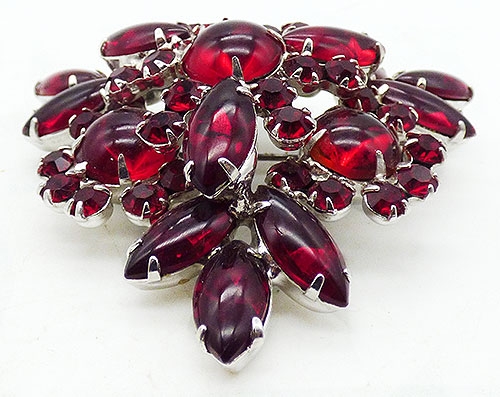 Juliana Red Cabochon and Rhinestone Brooch - Garden Party Collection ...