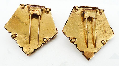 Coro Art Deco Fur Clips Pair - Garden Party Collection Vintage Jewelry