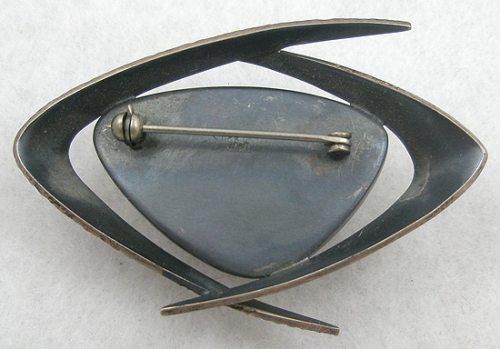 WWL Sterling Banded Obsidian Modernist Brooch - Garden Party Collection ...