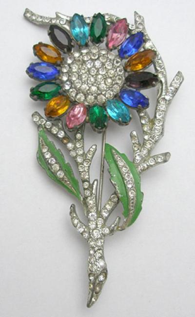 Colorful Rhinestone Pot Metal Flower Brooch - Garden Party Collection ...