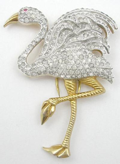Flamingo Fur Clip - Garden Party Collection Vintage Jewelry