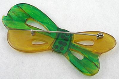 Apple Juice Bakelite Bow Brooch - Garden Party Collection Vintage Jewelry