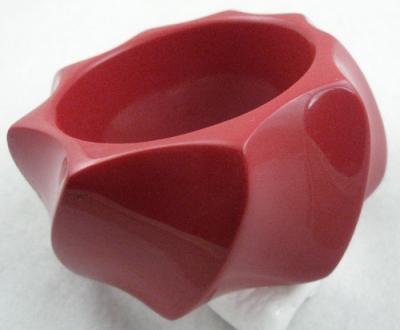 Wavy Red Plastic Bangle Bracelet - Garden Party Collection Vintage Jewelry