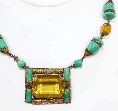 Max Neiger Jade and Citrine Glass Necklace - Garden Party Collection ...