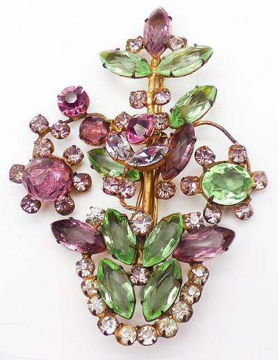Spring Rhinestone Flower Basket Brooch - Garden Party Collection ...
