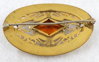 Victorian Amber Glass Gilded Sash Pin - Garden Party Collection Vintage ...